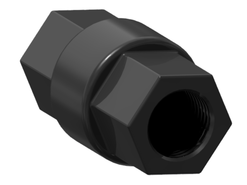 Check Valve, 1/2″ X 1/2″NPT Female, Spring Loaded Piston, Polypro ...